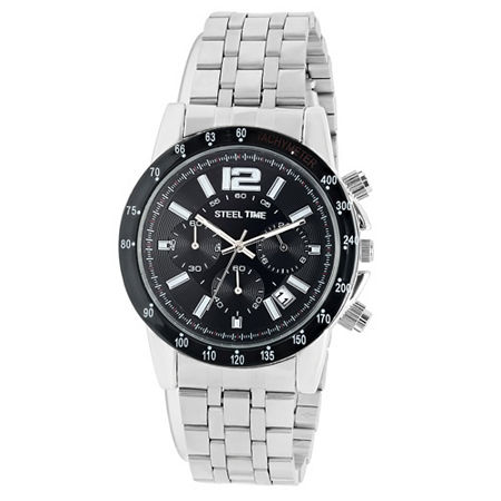 Click here for Mens Steeltime Black Chronograph Watch - 998029W prices