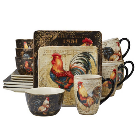 Certified International Gilded Rooster 16-Pc. Dinnerware Set
