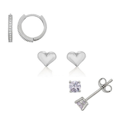Click here for Girls Cubic Zirconia Sterling Silver Heart Earring... prices
