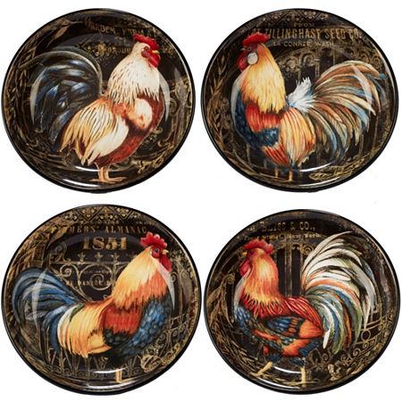 Certified International Gilded Rooster 4-Pc. Soup/Pasta Bowl